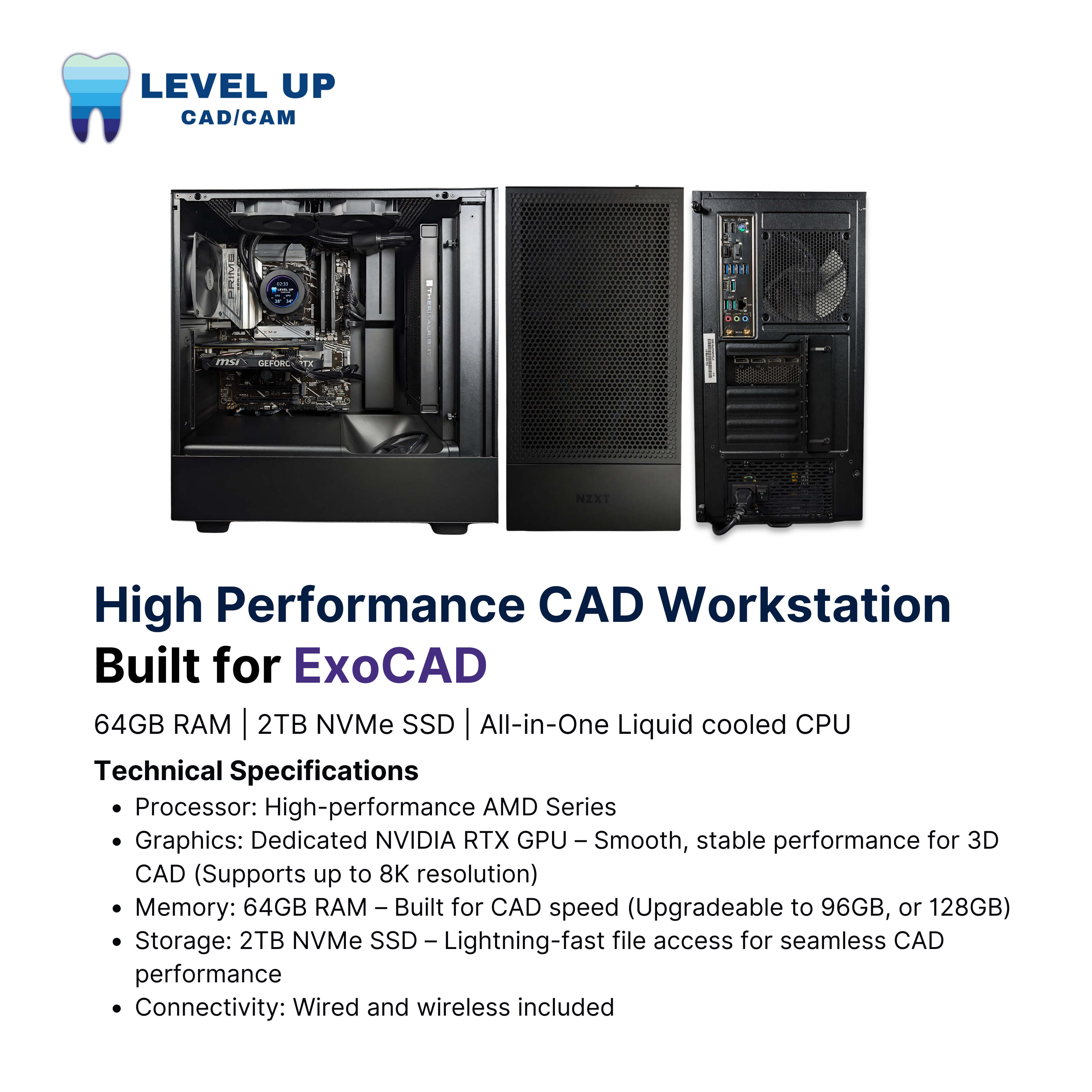 High Performance CAD Workstation Built for ExoCAD | Level Up CAD/CAM